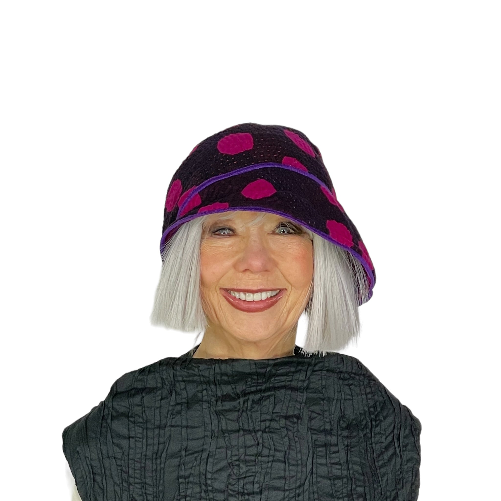 DOTS & LEAVES CIRCULAR CUT BRIM HAT – MIO